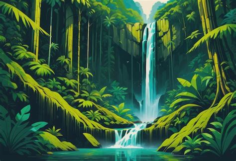 Premium AI Image A Towering Waterfall Hidden Deep Within A Lush