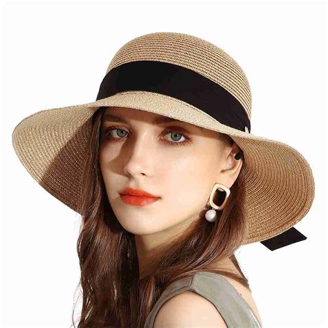 Ursfur Women Sun Wide Brim Straw Hat Fedora Beach Hat Ursfur