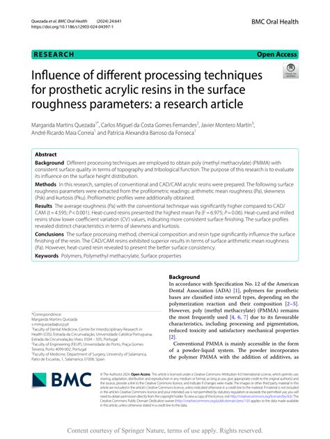 Pdf Influence Of Different Processing Techniques For Prosthetic