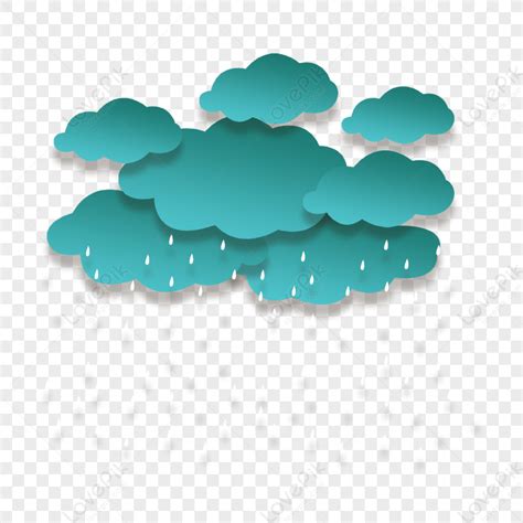 종이 일러스트 절단 효과 녹색 구름 비 날씨초록빗방울 Png 일러스트 무료 다운로드 Lovepik