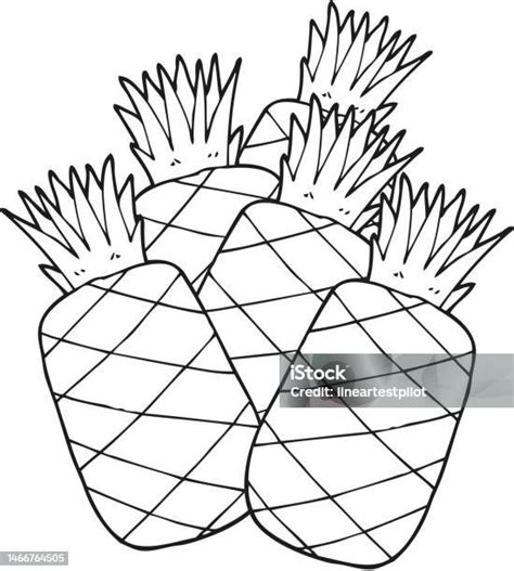 Ilustración De Piñas De Dibujos Animados En Blanco Y Negro Dibujadas A