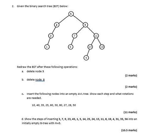 Solved 2 Given The Binary Search Tree Bst Below Redraw