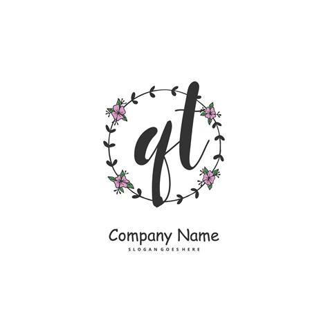 QT Initial Handwriting And Signature Logo Design With Circle Beautiful Design Handwritten Logo