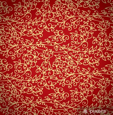 Fotomural De fondo sin fisuras Patrón Rojo Oro PIXERS ES