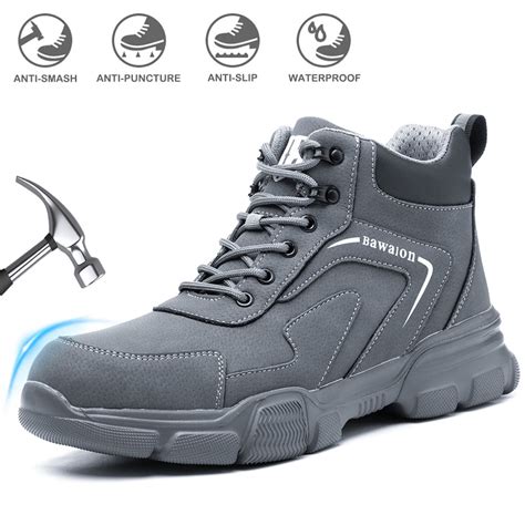 Sogetch Waterproof Steel Toe Work Boots For Men Women Non Slip