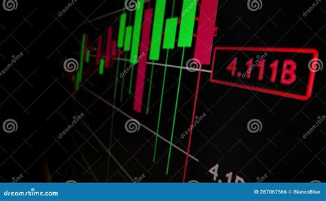 Stock Market Trading Graph On Macro Shot Movement Led Screen Stock
