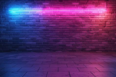 Premium Photo Rays Neon Light On Neon Brick Wall Empty Scene