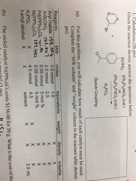 Solved Calculations Given The Reaction Shown Answer The Chegg