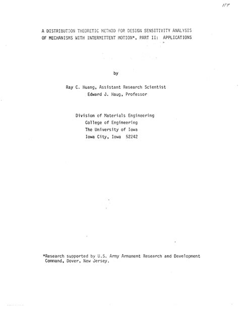 pdf a distribution theoretic method for design sensitivity analysis