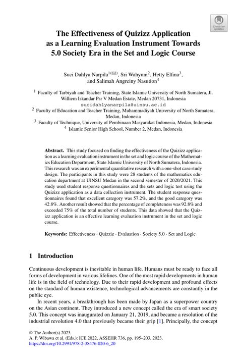 Pdf The Effectiveness Of Quizizz Application As A Learning Evaluation Instrument Towards 50