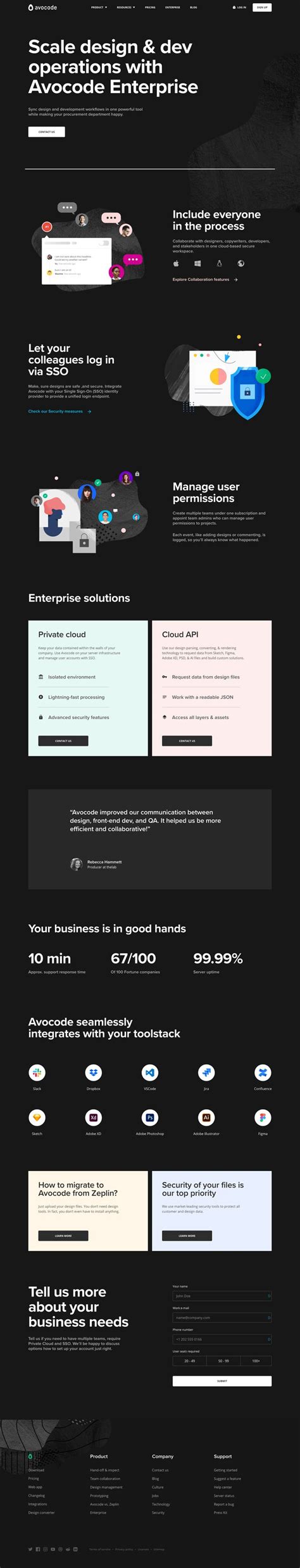 Avocode Enterprise Landing Page Design Inspiration