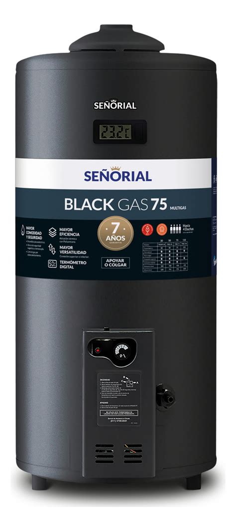 Termotanque Multigas Señorial TSBG 75 Black Aislamiento con poliuretano