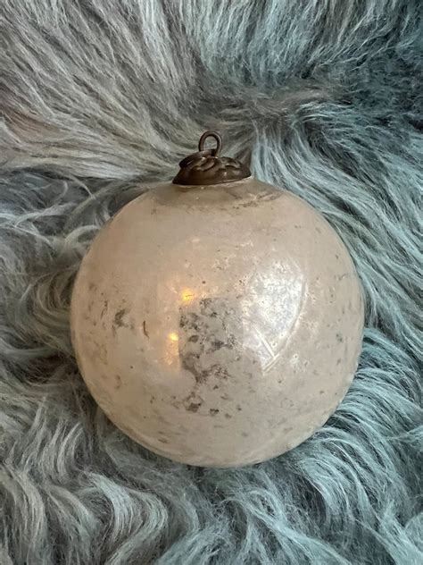 Antique White Silver Mercury Glass Witches Ball German 19th Century
