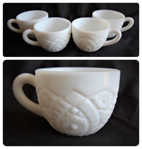 Vintage Milk Glass Mckee Concord White Snack Cups Teacup Punch Bowl Cup