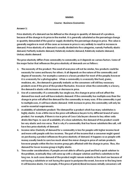 Business Economics Assignment Pdf Elasticity Economics Price