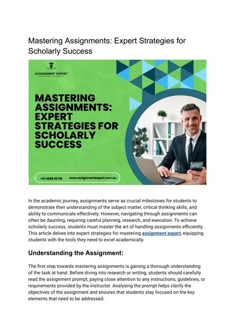 Ppt Mastering Assignments Expert Strategies For Scholarly Success Powerpoint Presentation