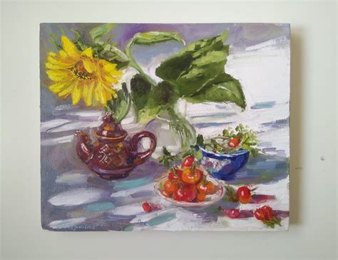 Картина маслом натюрморт с подсолнухом — Художник Наталья Кренинг