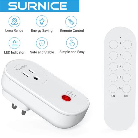 Wireless Remote Control Outdoor Socket With Switch 130ft Range 1800w