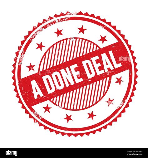 A DONE DEAL Text Written On Red Grungy Zig Zag Borders Round Stamp