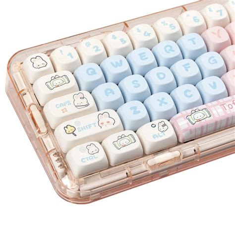 Pink Pbt Keycaps Moa Profile Cute Keycap Set 139 Keys Milk