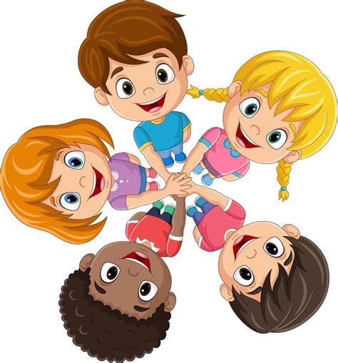 Niños De Dibujos Animados De Pie En Un Círculo Festival Holi Mario