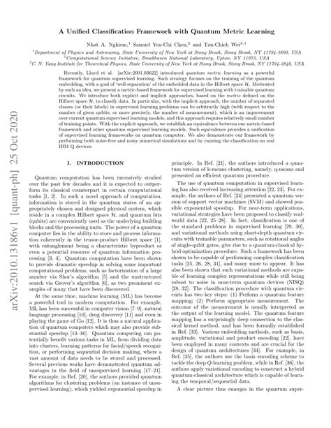 Pdf A Unified Classification Framework With Quantum Metric Learning