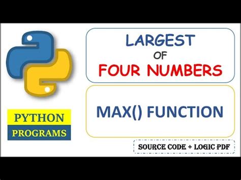 Python Program To Find Greatest Of Four Numbers Using Max Function YouTube