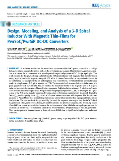 Pdf Design Modeling And Analysis Of A 3 D Spiral Inductor With Magnetic Thin Films For