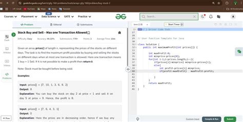Dsa Day8 Geeksforgeeks Stockbuysell Codingpractice Greedy Aditi Tiwari