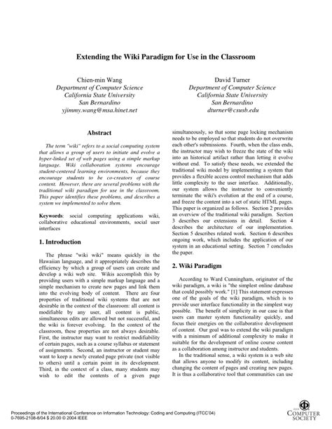Pdf Extending The Wiki Paradigm For Use In The Classroom