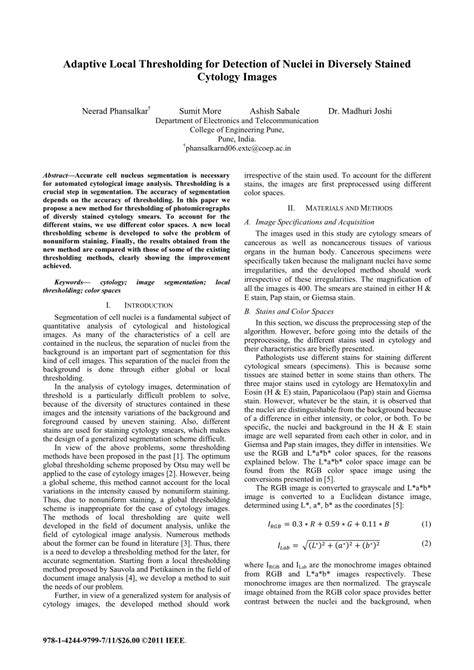 Pdf Adaptive Local Thresholding For Detection Of Nuclei In Diversity