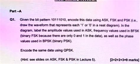 Solved Pan A 01 Given The Bit Pattern 10111010 Encode This Data