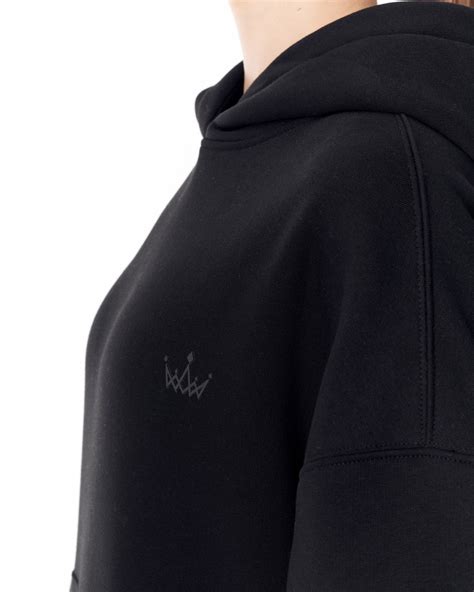Womens Side Button Black Hoodie Mv