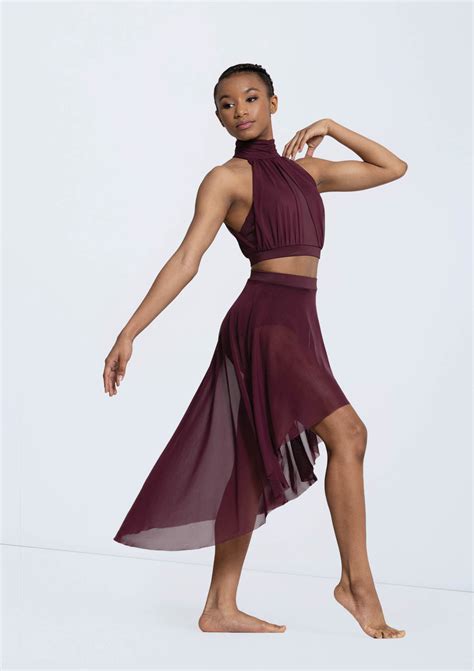 Weissman Shirred Power Mesh Crop Top Move Dance