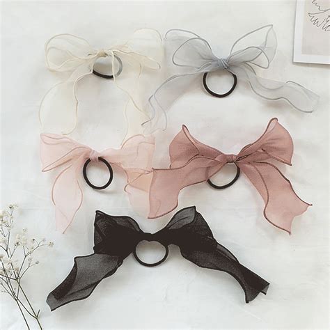 [당일발송] 개당 1700원 특가할인 1 1 1 세리나 리본 시스루 헤어밴드 머리끈 5color 에이블리