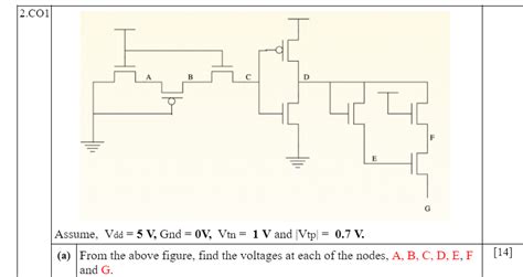 Solved Assume Vdd V Gnd V Vtn VV And Vtp V A Chegg