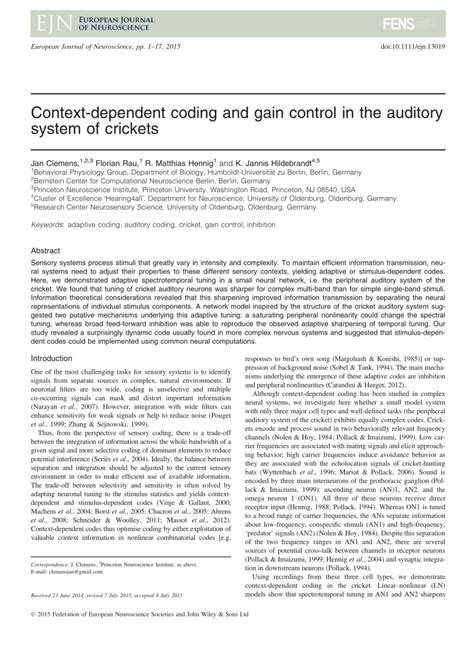 pdf context‐dependent coding and gain control in the auditory system