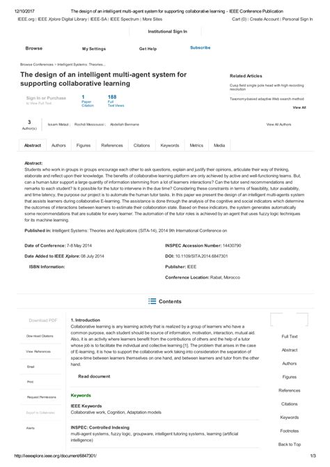 Pdf Multi Agent System Based On Fuzzy Logic For E Learning Collaborative System