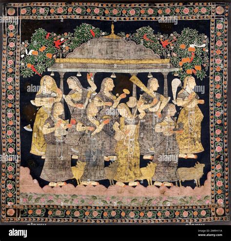 Nine Gopis Pichwai Painting End Of 19th Century Private Collection