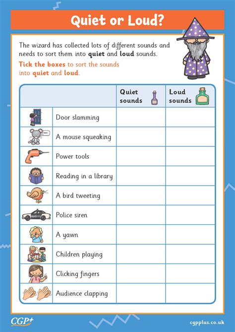 Loud And Soft Sounds Worksheet
