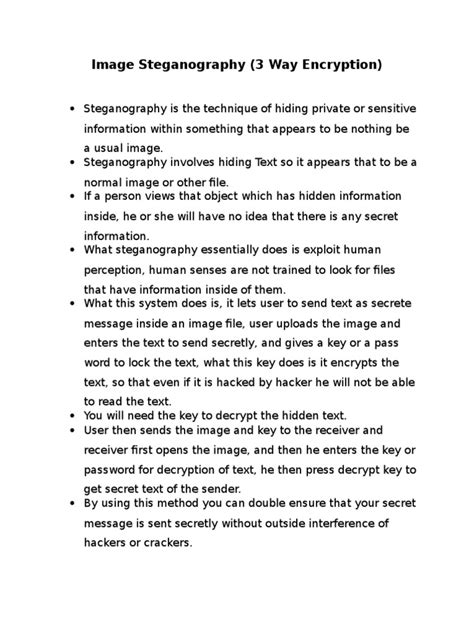 Image Steganography 3 Way Encryption Pdf Password Encryption