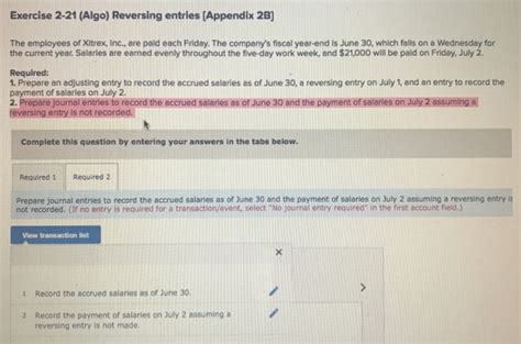solved exercise 2 21 algo reversing entries appendix 2b