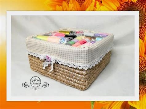 🧺КОРЗИНКА ИЗ КАРТОННОЙ КОРОБКИ И ДЖУТА для хранения лент🧺Корзина из ...