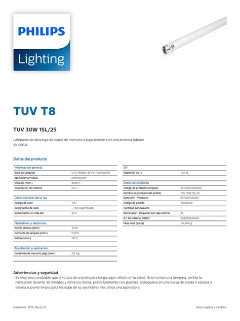 Tuv 30W 1SL25 | PDF | Ultravioleta | Mercurio (Elemento)