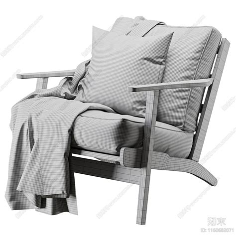 Potterybarn北欧经典皮革休闲椅3d模型下载【id1160682071】知末3d模型网