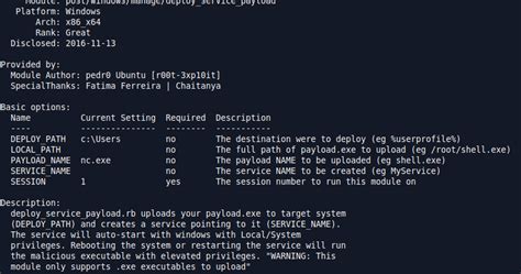 Deployservicepayload Post Msf Module For Deploy A Persistence Service Payload ~ Hackinguyz