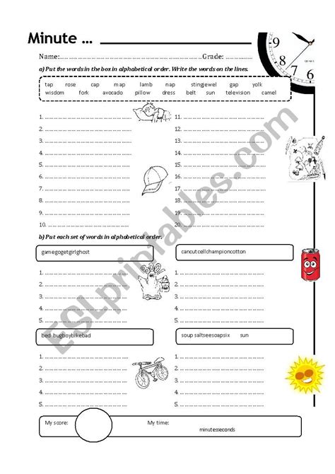 Alphabetical Order Esl Worksheet By Pamelaingrith