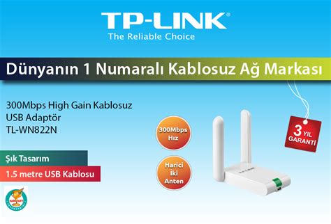 TP-LINK TL-WN822N 300MBPS 2x3DBI USB WIRELESS ADAPTÖR