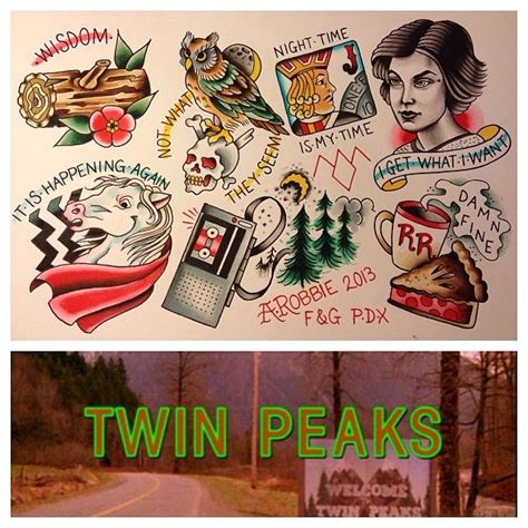 Two Pictures With The Words Twin Peaks On Them And An Image Of A Road