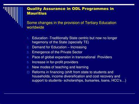 PPT Quality Assurance In ODL Programmes In Mauritius PowerPoint Presentation ID
